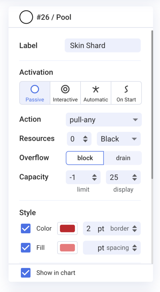 Selecting a Pool on your canvas will make its properties available in the right panel.